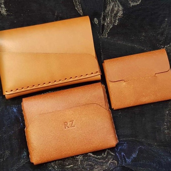 Cognac Color Minimalist Leather Wallet Card Holder, Coins, Slim Minimal ...