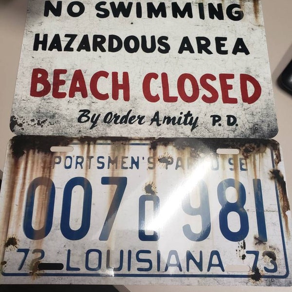 BUNDLE Distressed Jaws Amity Shark Prop License Plate Metal - Etsy