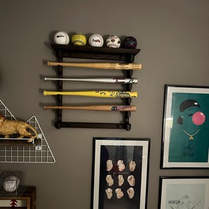 10 Mini Souvenir Baseball Bat Vertical Bat Rack White Finish With Hand ...