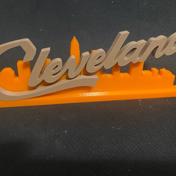 LED Light up Cleveland Script W/ City Skyline Desktop Stand Sign Figure ...