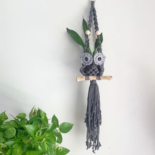 DIY MACRAME OWL Plant Hanger Pattern, Owl Plant Holder Photo Tutorial ...