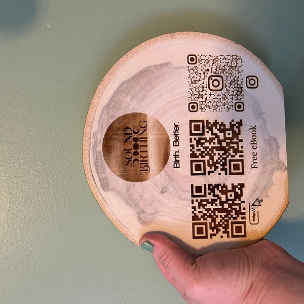 QR Code Wood Slice Social Media Sign - Airbnb Vrbo Signage - Social ...