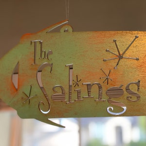 Mid Century Modern Atomic Wall Art, Wood Custom Mid Century Sign ...