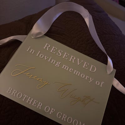 In Loving Memory Sign for Wedding Ceremony, Reserved Seat, Seating ...