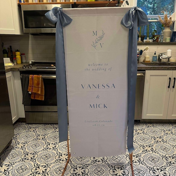 Fabric Wedding Welcome Sign Modern Wedding Welcome Sign Fabric Linen ...