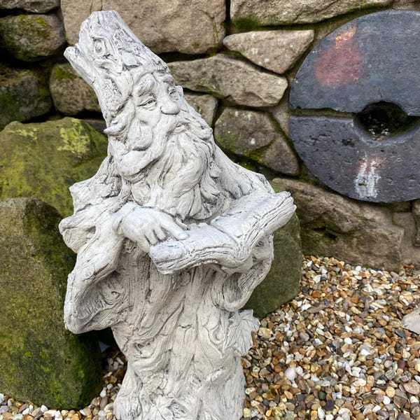 Stone Garden Tree Wizard Hand Cast Statue Ornament - Etsy UK