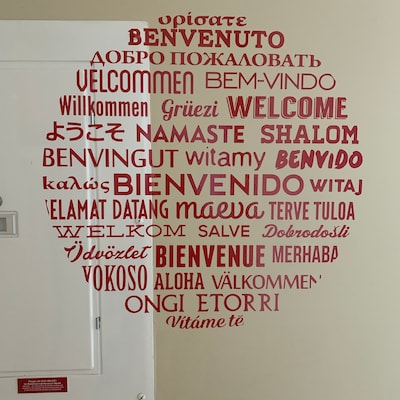 Welcome in Different Languages Wall Decal Hello Poster Office Sign ...