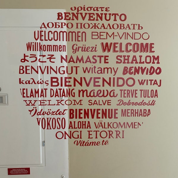 Welcome in Different Languages Wall Decal Hello Poster Office Sign ...