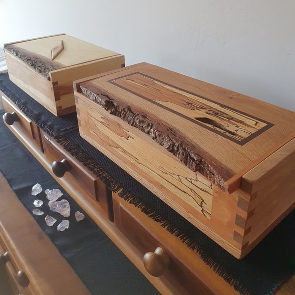 Handmade Keepsake Box With Live Edge Spalted Birdseye Maple and Black ...