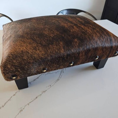 The Liberty Cowhide and Steel Storage Ottoman / Storage Chest Handmade ...