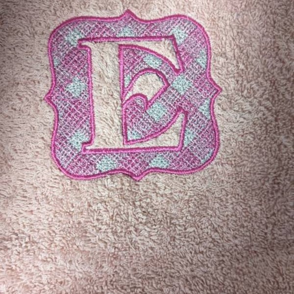 Embossed Terry Towel Monogram Letters A-Z and Gingham Buffalo Plaid ...
