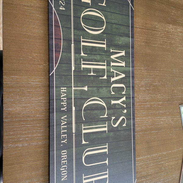 Personalized Golf Club Sign - Custom Golf Gift, Custom Golf Sign ...