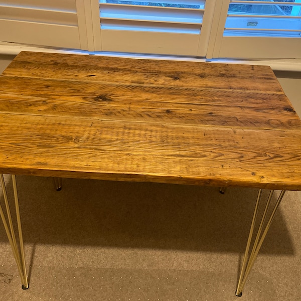 Reclaimed Wood Desk - Hairpin Legs | Solid Wooden Desks | Rustic Home ...