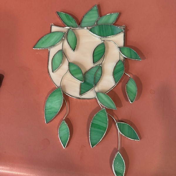 Hanging House Plant Stained Glass Pattern, Beginner Stained Glass ...