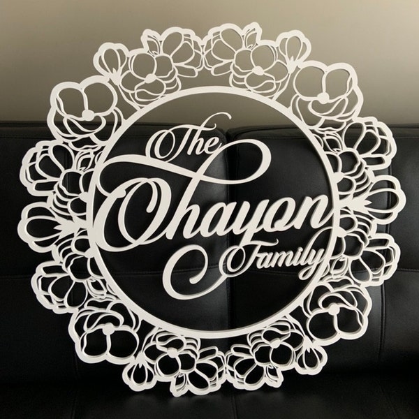 Floral Wedding Sign Circle, Laser Cut Name Sign Wedding With Date, Cut ...