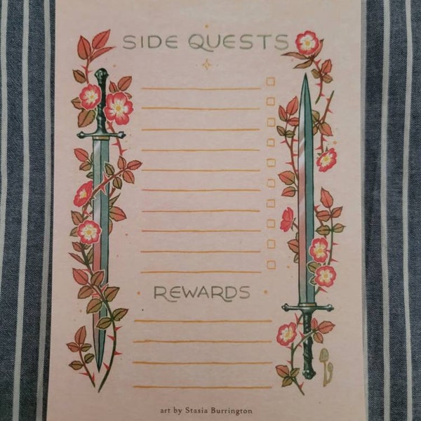 Side Quest Notepads - Action Adventure Fantasy to Do Lists - Etsy