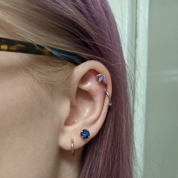 Genuine OPAL Crown Piercing (single) Triple Marquise Opal Piercing, 925 ...