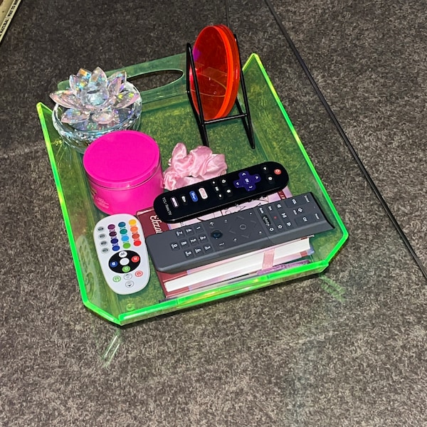 Contemporary Decorative Acrylic Rectangular "mini" Tray - Neon Pink ...