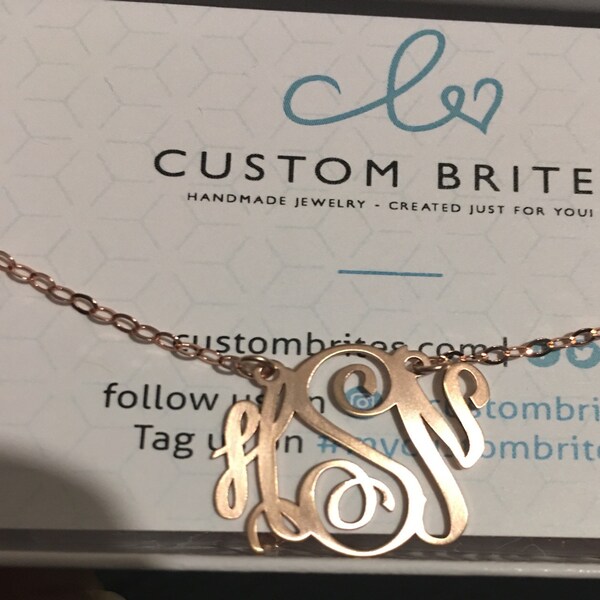 Monogram Jewelry • Dainty Monogram Necklace • Custom Cursive Monogram ...