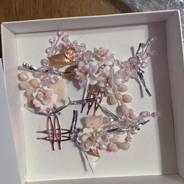 Mother of the Bride Blue Hair Pin. Crystal Hair Pin and Beaded Earrings ...