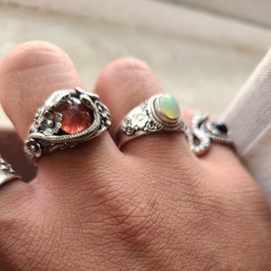 Strawberry Quartz Nature Inspired Snake Ring, Sterling Silver Snake ...