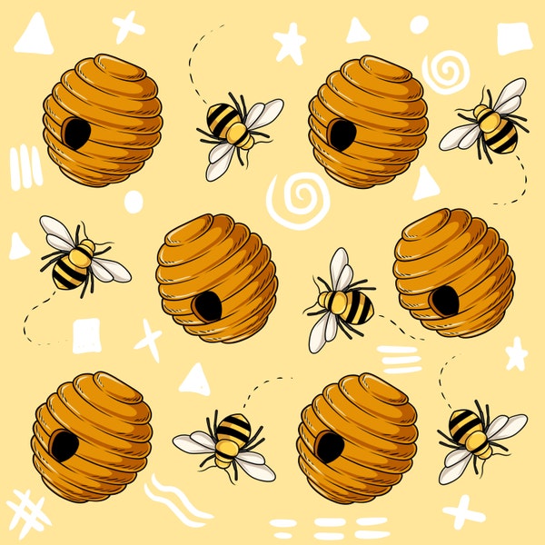 Honey Bee Digital Paper Patterns Commercial Use Scrapbook Papers and ...