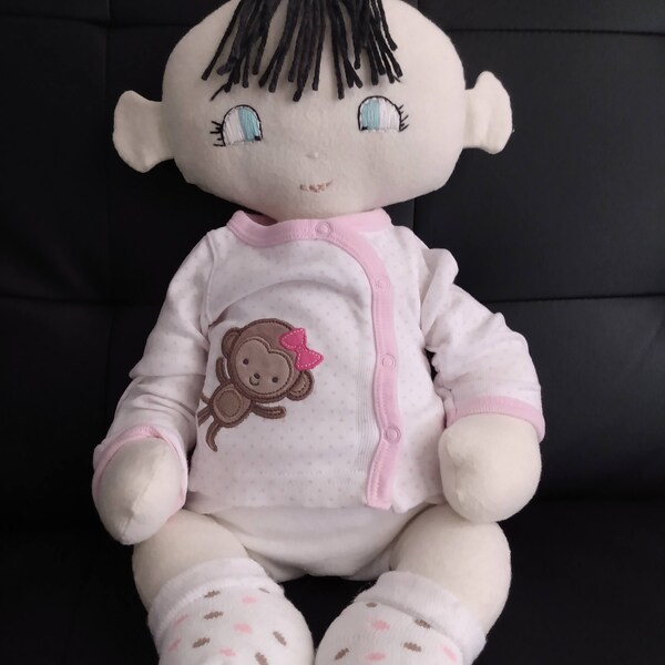 Rag Doll Pattern and Tutorial- 15 Inch Rag Baby Doll- Preemie Size Doll ...