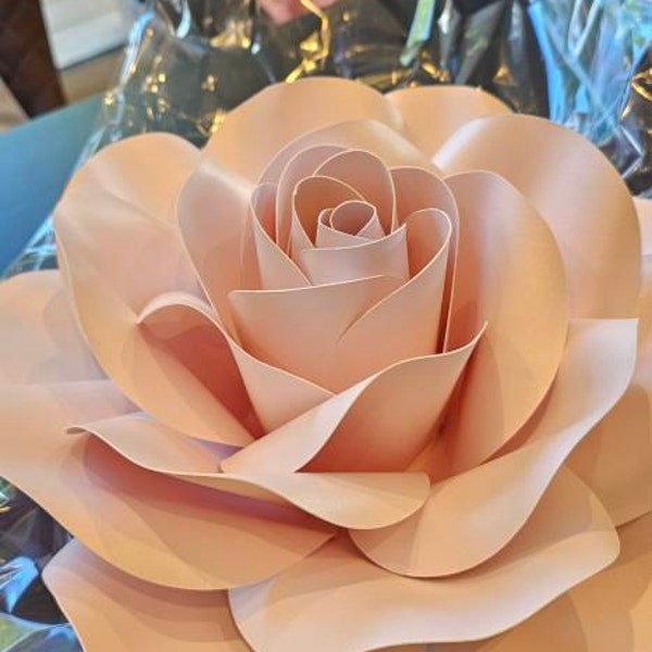 Blush Rose Gold Paper Flowers Wall Decor for Baby Girl Nursery | Paper ...