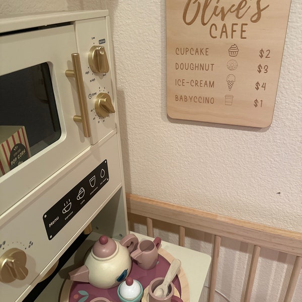 Personalised Cafe Sign , Kids Playroom Decor Wooden Cafe Sign, Pretend ...