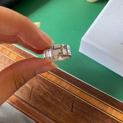 Custom Handwriting Ring Wide Handwriting Band in Sterling Silver ...