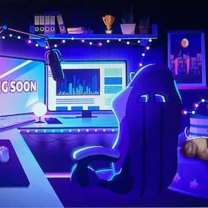 4x Animated Stream Screen for Twitch Lofi Game Room Neon Game Room ...