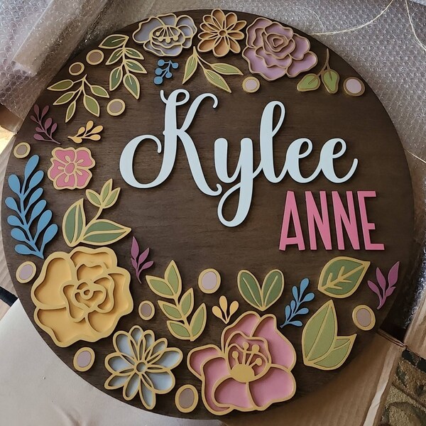 Custom Name Sign, Nursery Name Sign, Boho Nursery Sign, Floral Nursery ...