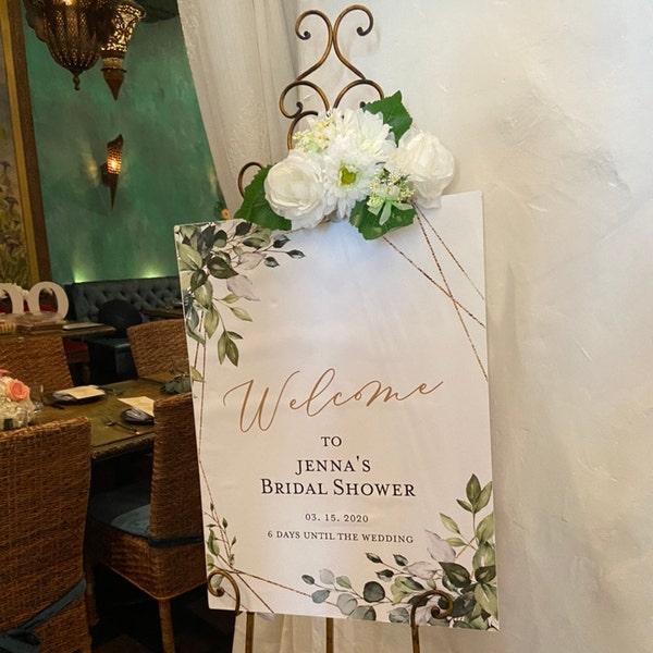 Shower Welcome Sign, Greenery Welcome Poster Template, Bridal Shower ...