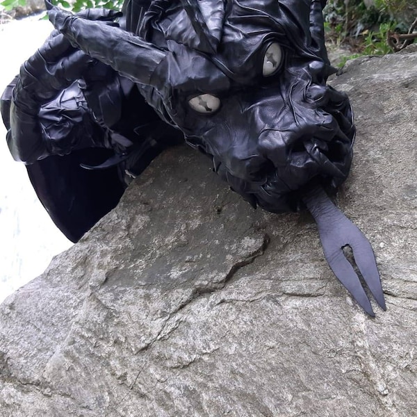 Black Brown Leather Helm "jormungandr", Dragon Images on the Temples ...