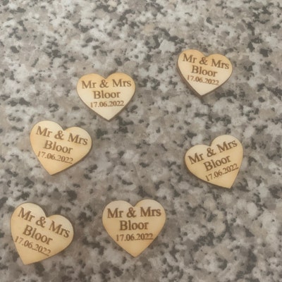 Wooden Love Heart Table Decorations Personalised Wedding - Etsy