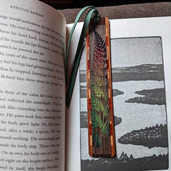 Sword Fern Wooden Bookmark Handmade Engraved With Added Color - Made in ...