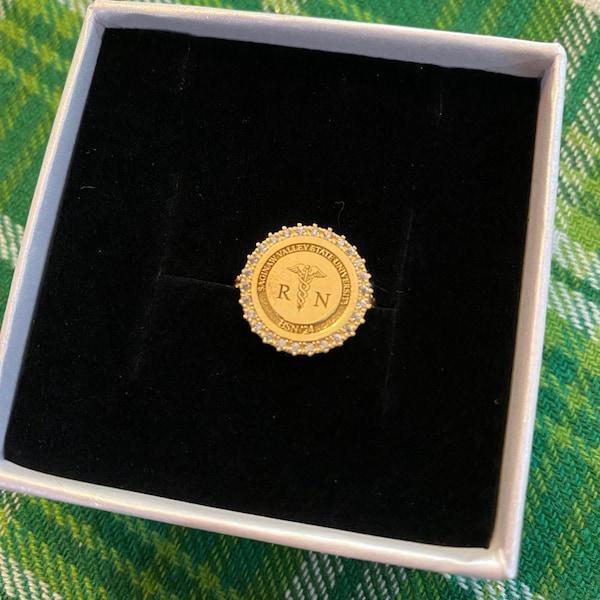 Custom Graduation Signet Ring, Senior Ring, School Class Ring, Pave ...