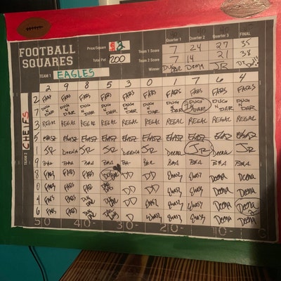 4-quarter Football Squares Download & Print ANY Football Game 11x8.5 ...