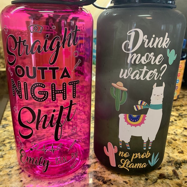 Llama Motivational Water Bottle, Drink More Water, No Prob-llama Hourly ...