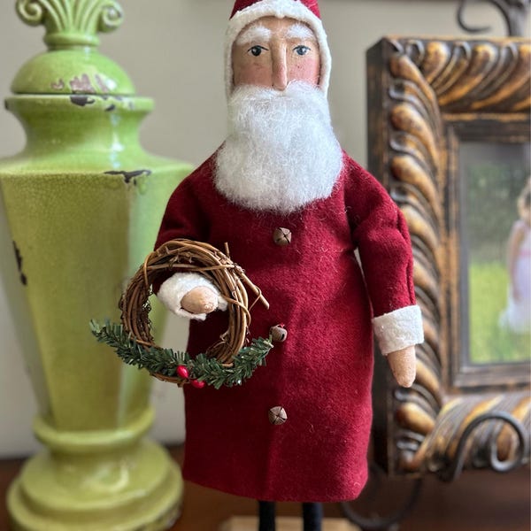 Folk Art Santa Classic Christmas Decor, Artist Handcrafted - Etsy
