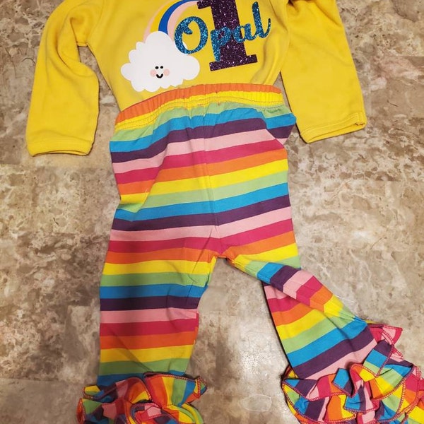 Rainbow Ruffle Pants - Girls Rainbow Ruffle Bottoms - Bright Fun Summer ...