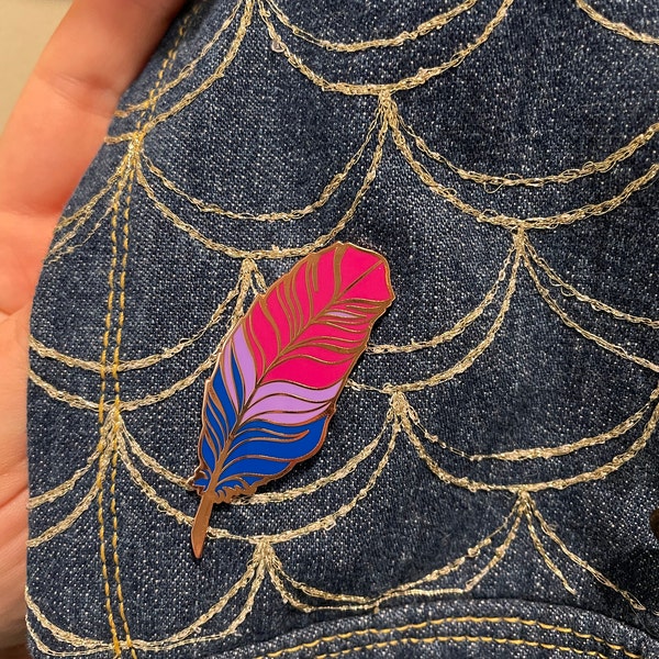 Bi Bisexual Pride Feather Enamel Pin LGBT - Etsy