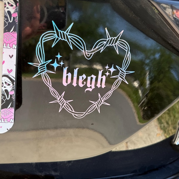 BLEGH Studded Heart Vinyl Decal - Etsy