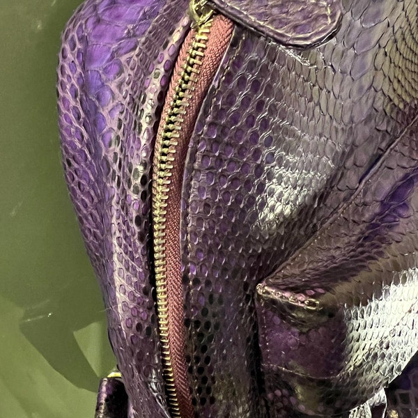 Men's Motorcycle Jacket Genuine Black Python Snakeskin Leather - Etsy