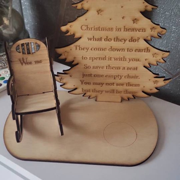 Personalised Christmas Candle Memorial Display - Rocking Chair -rustic ...