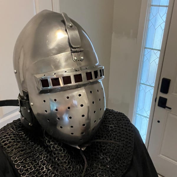 18 Gauge Medieval Heavy Italian Grill Helmet Medieval Barbute Combat ...