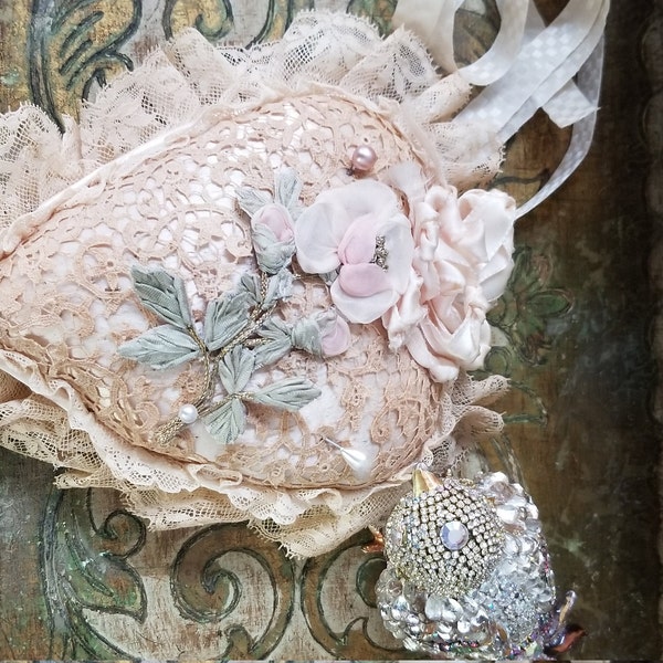 RARE Antique Edwardian Pink Rose Rosebuds Silk Ribbonwork Embroidered ...