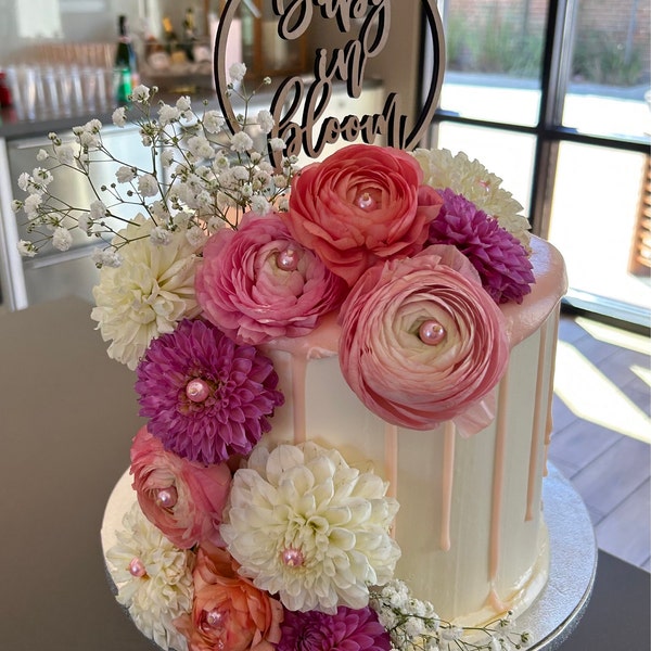 Baby in Bloom Cake Topper Baby Shower Cake Sign Pregnancy Reveal Baby ...