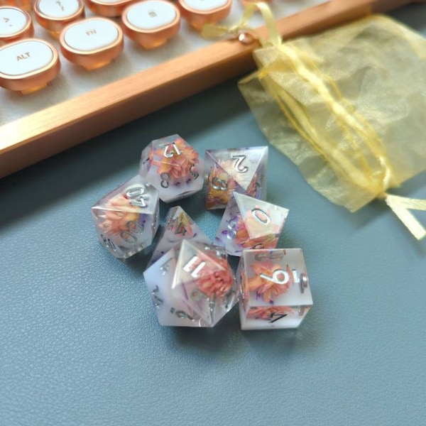 Peaches and Cream Dice Set, TTRPG Polyhedral Dice, D&D Dice, Dungeons ...
