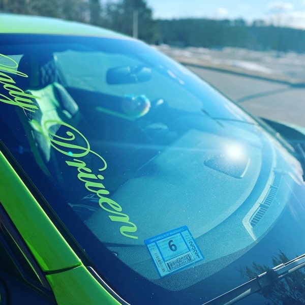 LADY DRIVEN Vertical Truck Windshield Vinyl Side Decal Sticker Diesel ...